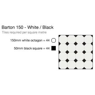 Barton 150 Black and White Victorian - Tiles of London